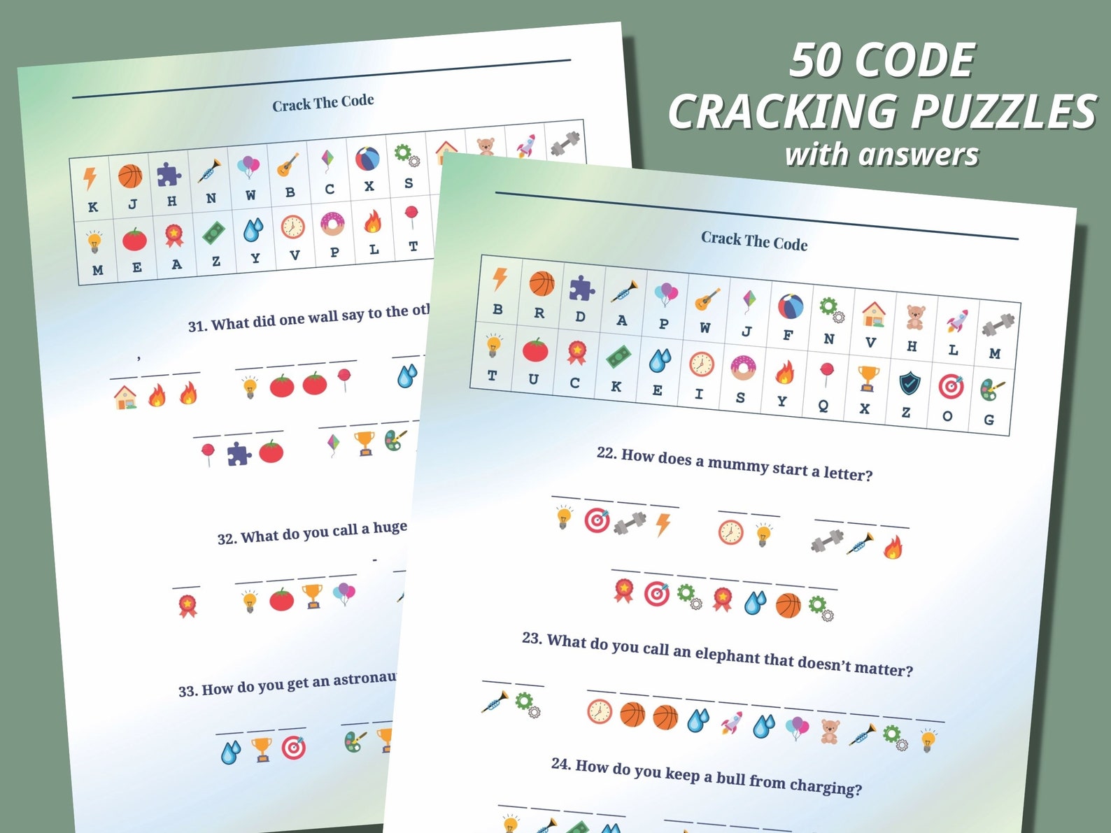 50 Cryptogram Puzzles for Seniors and Kids / Crack the Code Puzzles ...