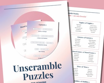 Word Scramble Puzzles for Senior Adults / Senior Citizen Activities ...