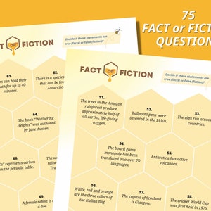 Fact or Fiction Game: 75 Trivia Questions for Seniors (digital Download ...