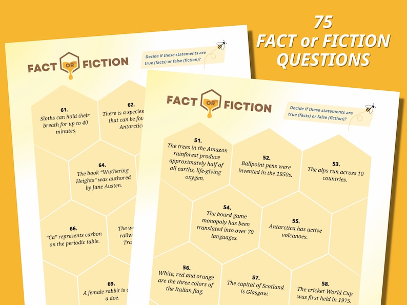 Fact or Fiction Game: 75 Trivia Questions for Seniors (digital Download ...