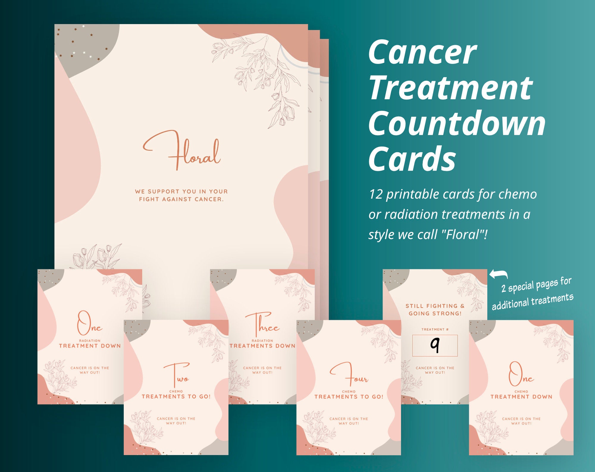 Chemo and Radiation Treatment Countdown Cards / Printable Cards to Use ...