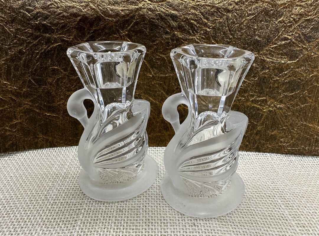 Vintage Partylite Crystal Swan Candlestick Holders Set of 2 - Etsy