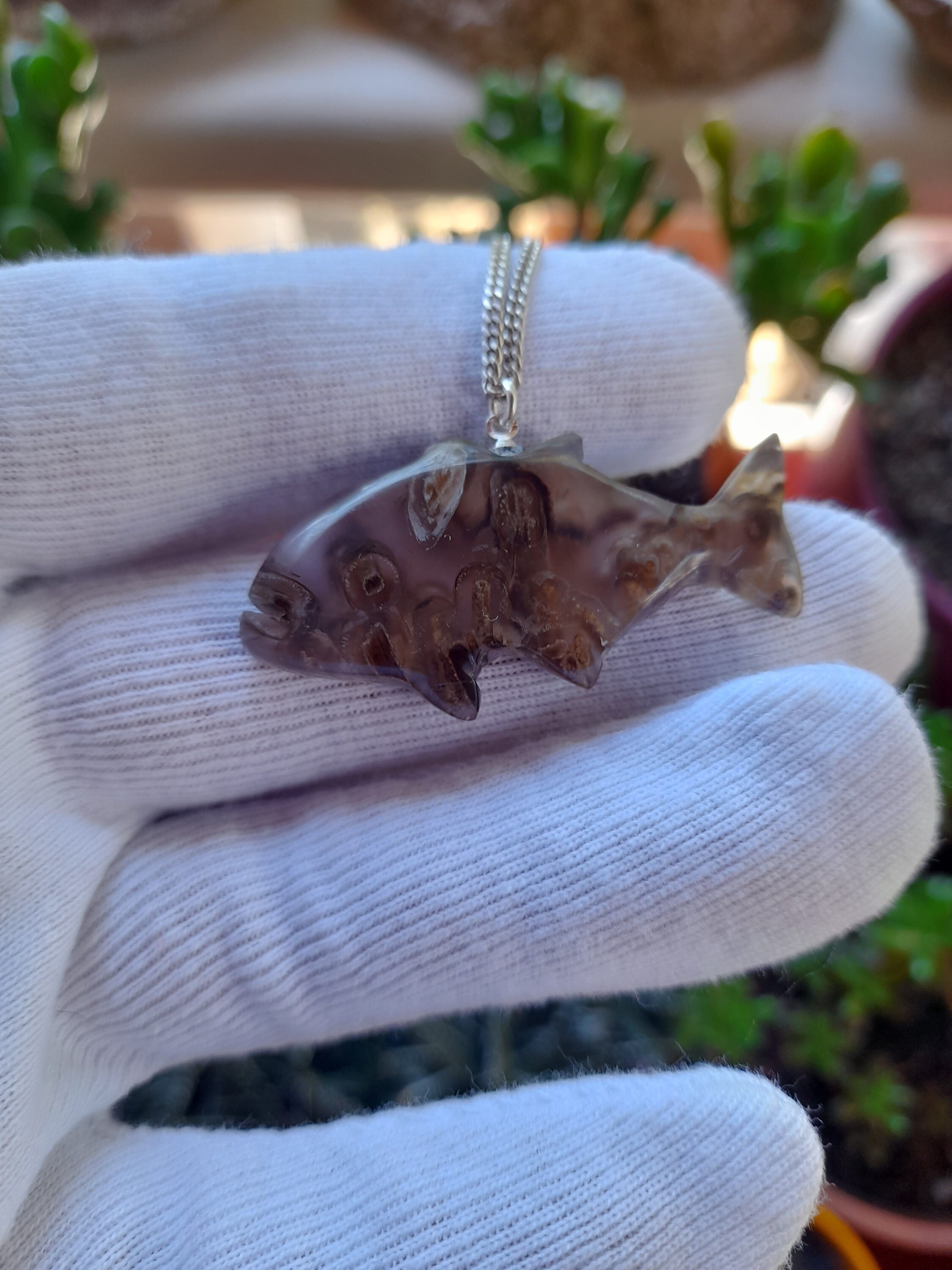 Hand Carved Stone Grouper Fish Necklace - Etsy