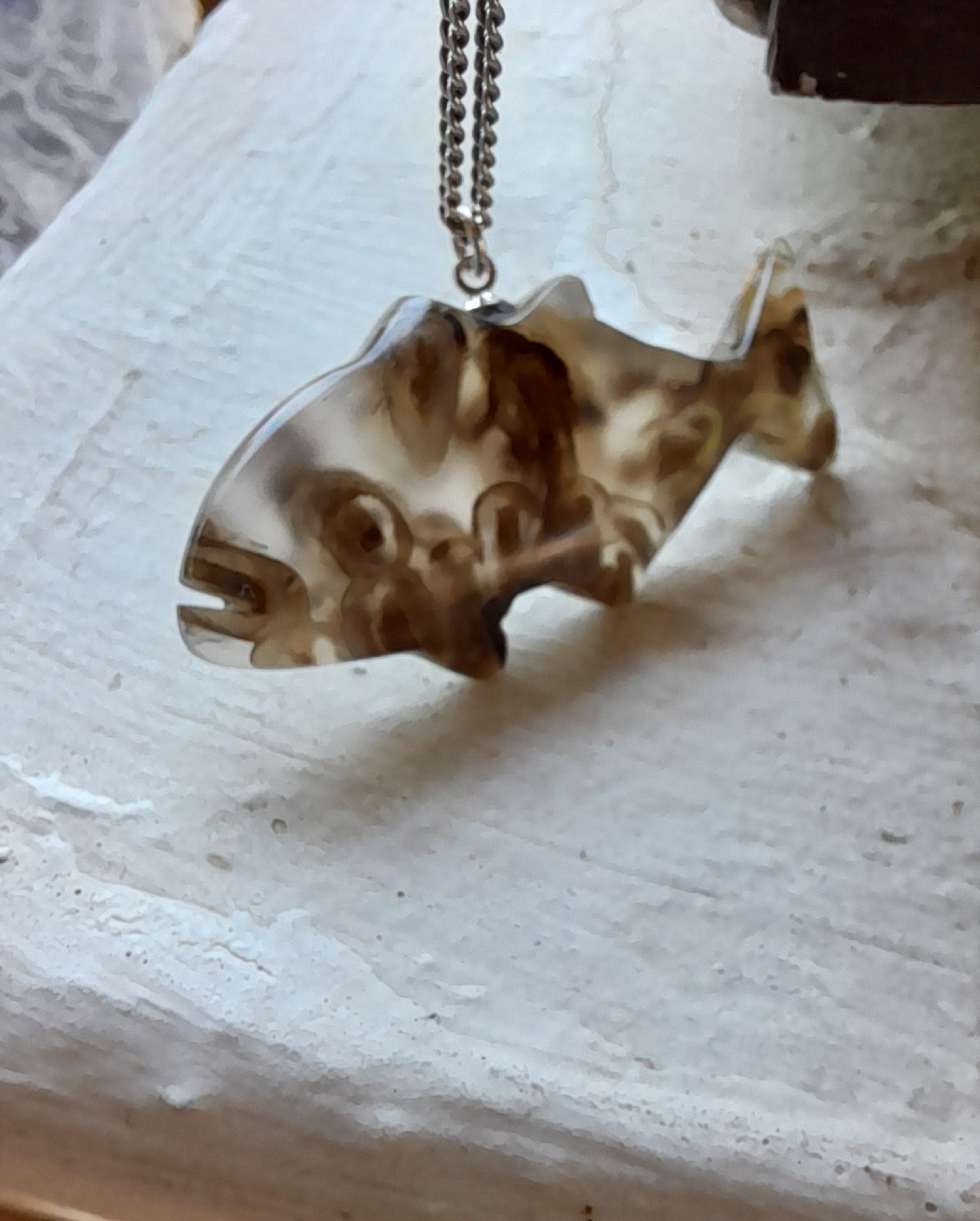 Hand Carved Stone Grouper Fish Necklace - Etsy