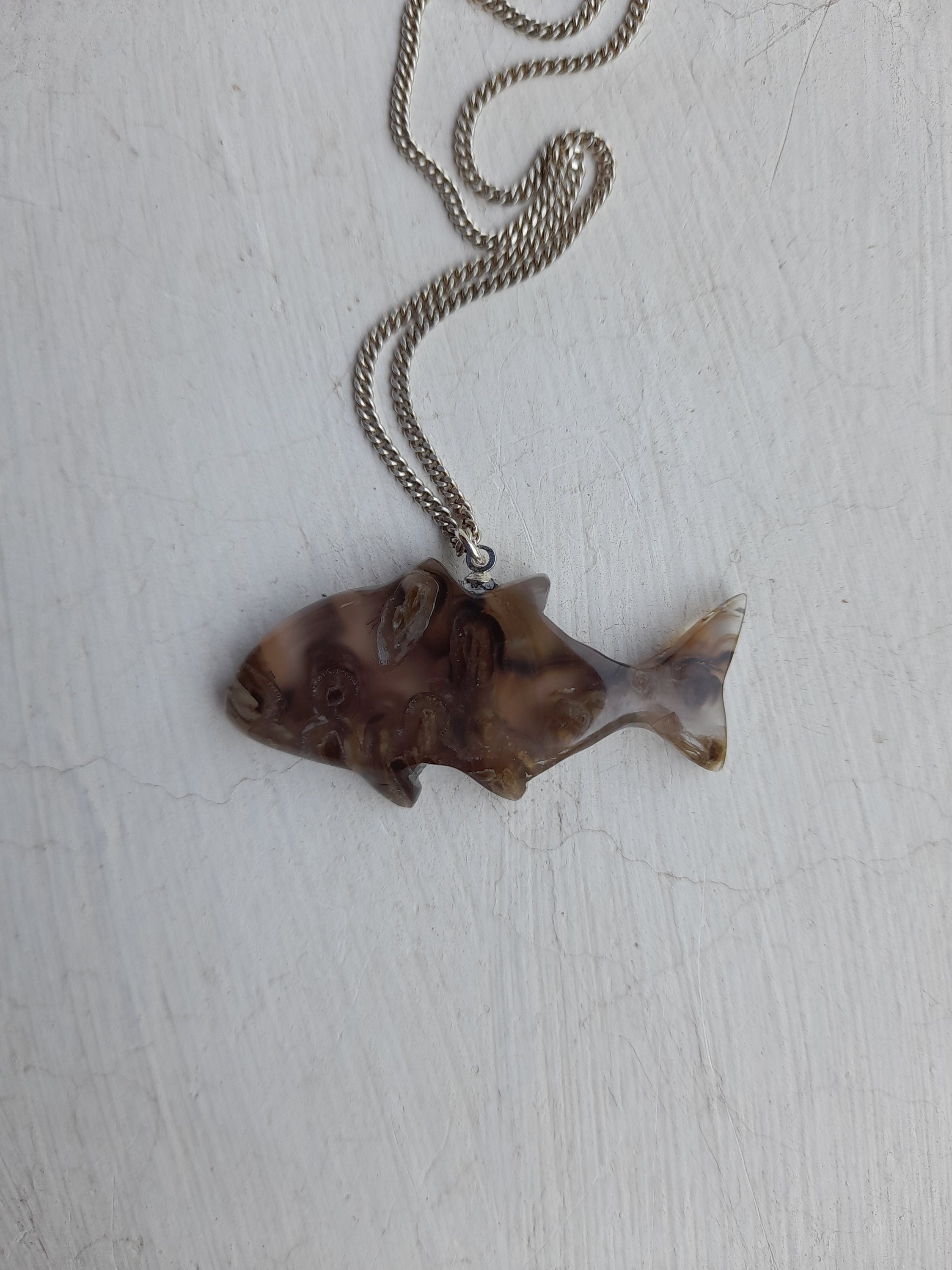 Hand Carved Stone Grouper Fish Necklace - Etsy