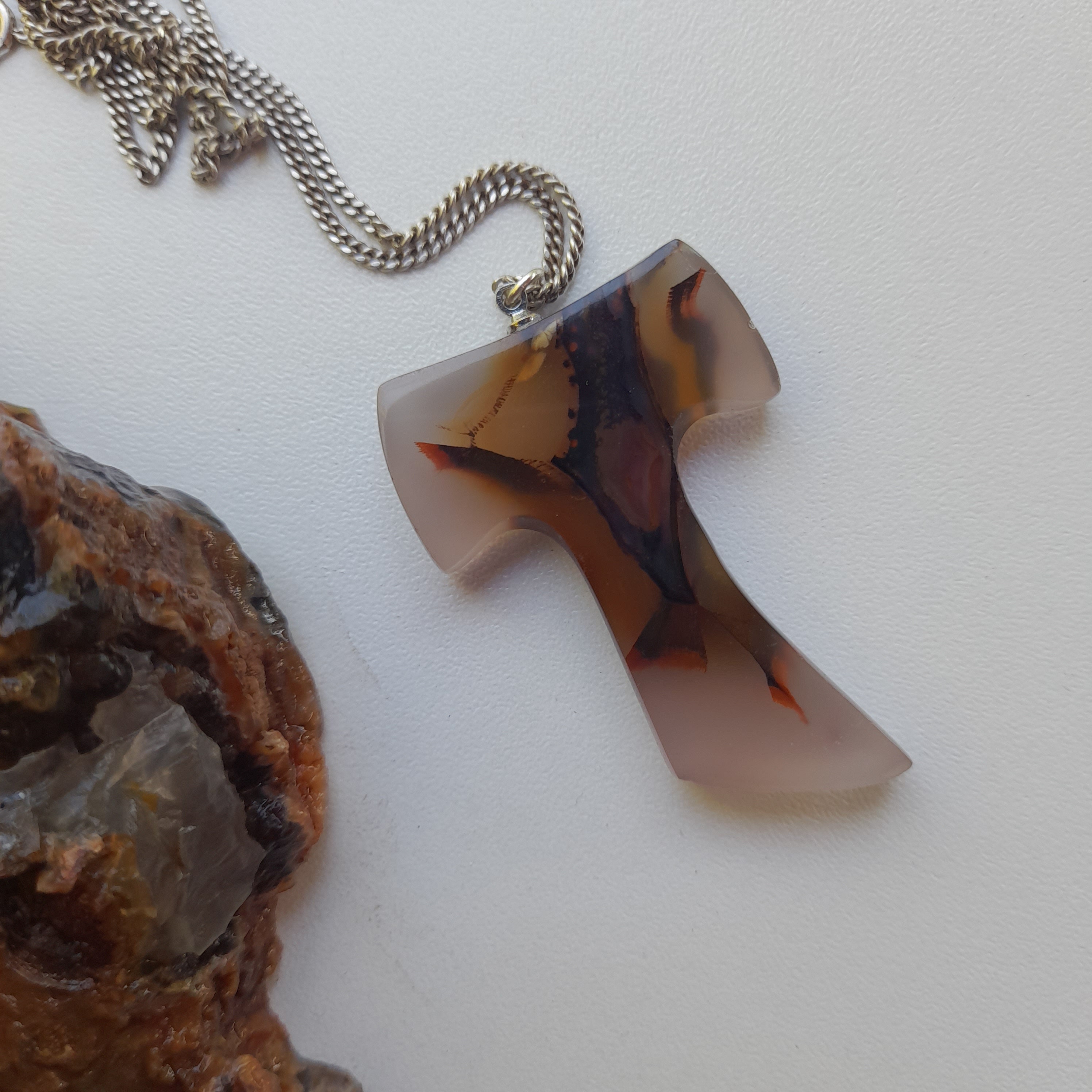 Hand Carved Agate Stone Tau Cross, Catholic Necklace - Etsy