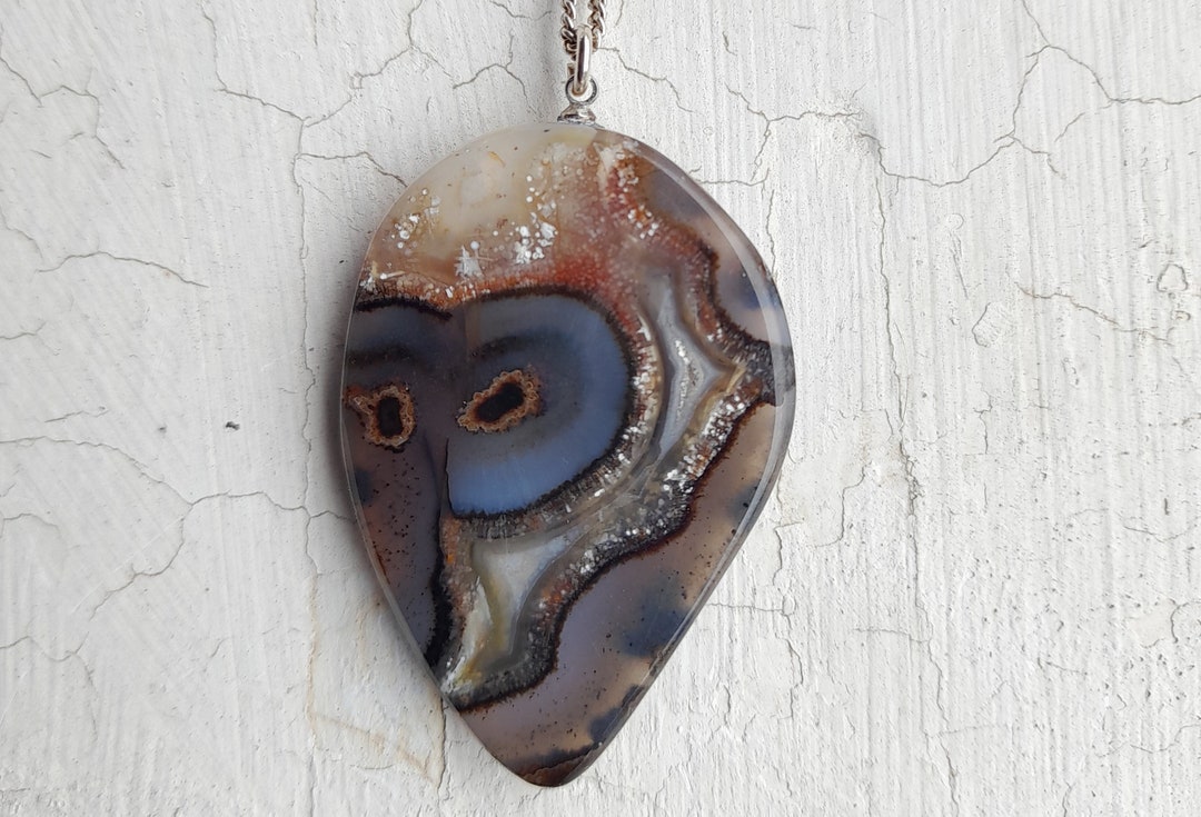Natural Alien Pattern, Collectible Agate Stone Pendant - Etsy