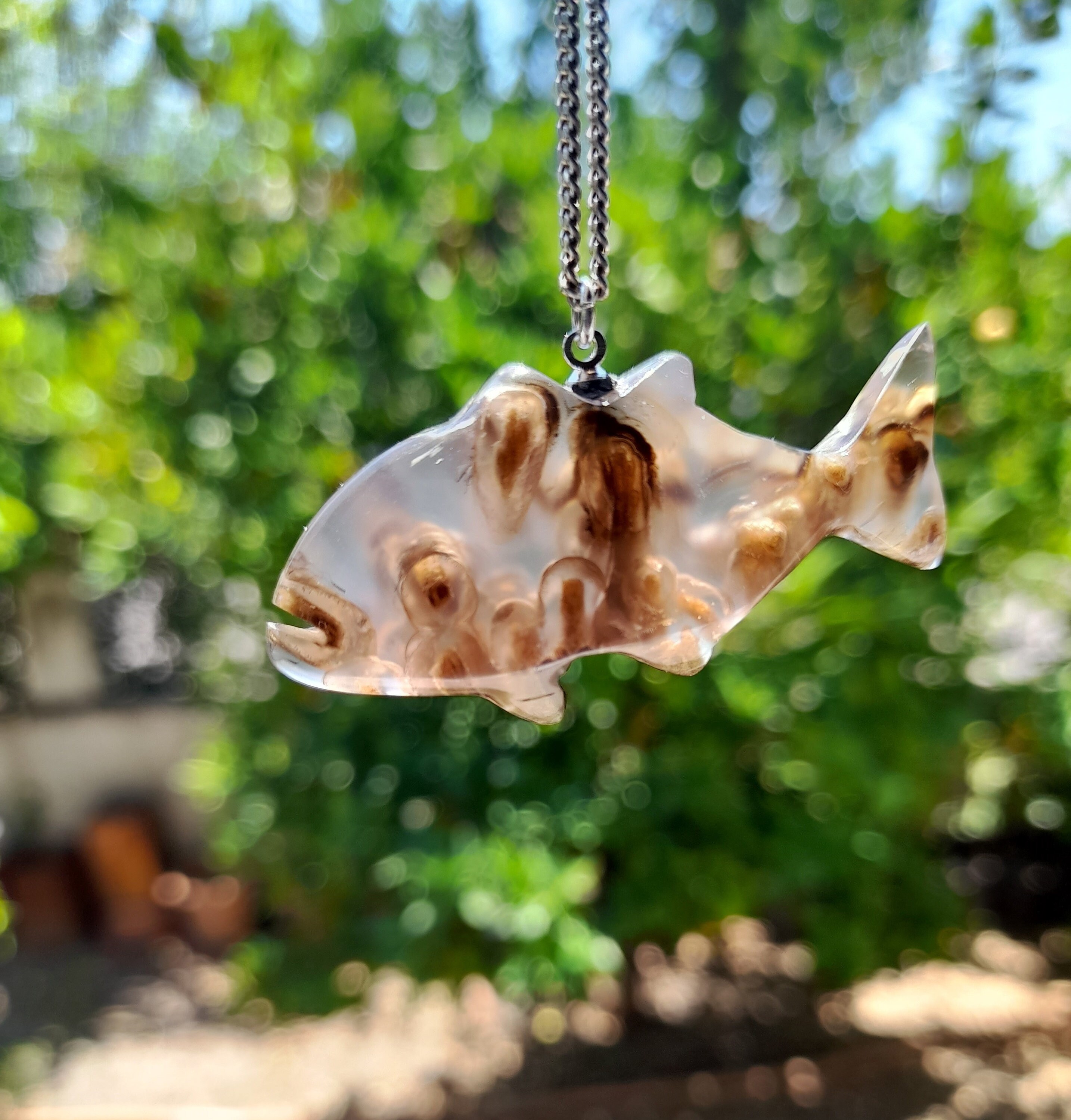 Hand Carved Stone Grouper Fish Necklace - Etsy