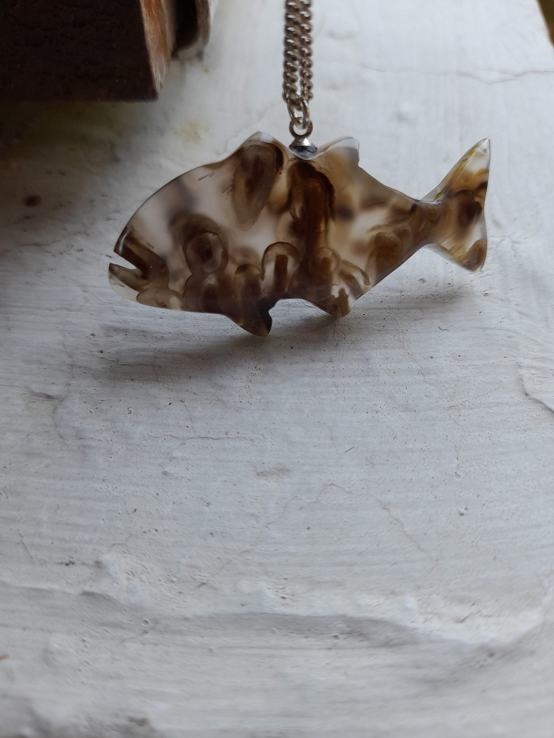 Hand Carved Stone Grouper Fish Necklace - Etsy