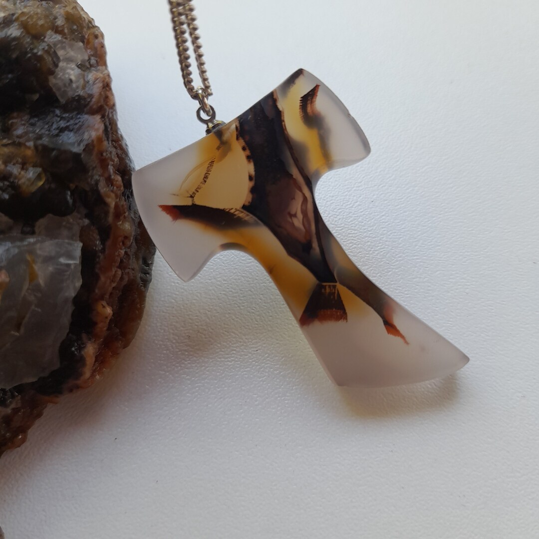 Hand Carved Agate Stone Tau Cross, Catholic Necklace - Etsy