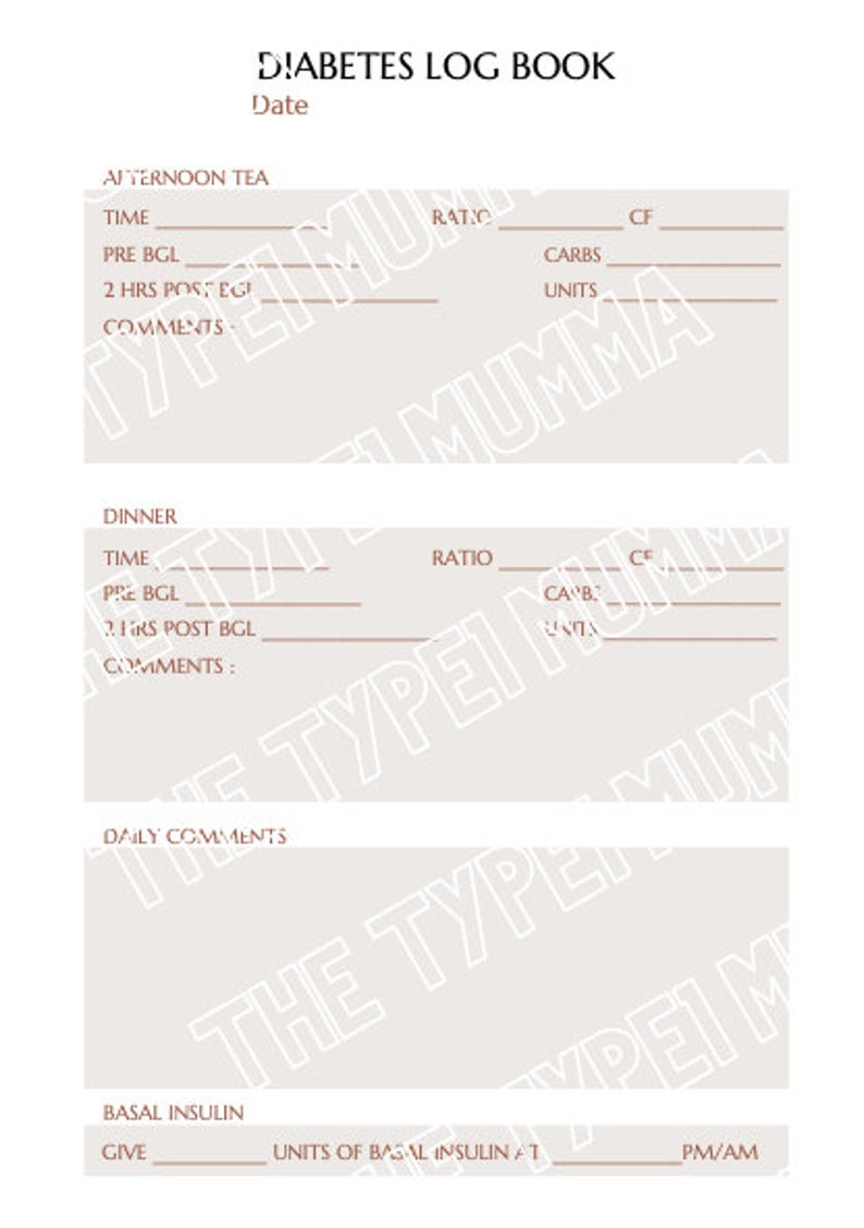 Digital Download Diabetes Logbook - Etsy