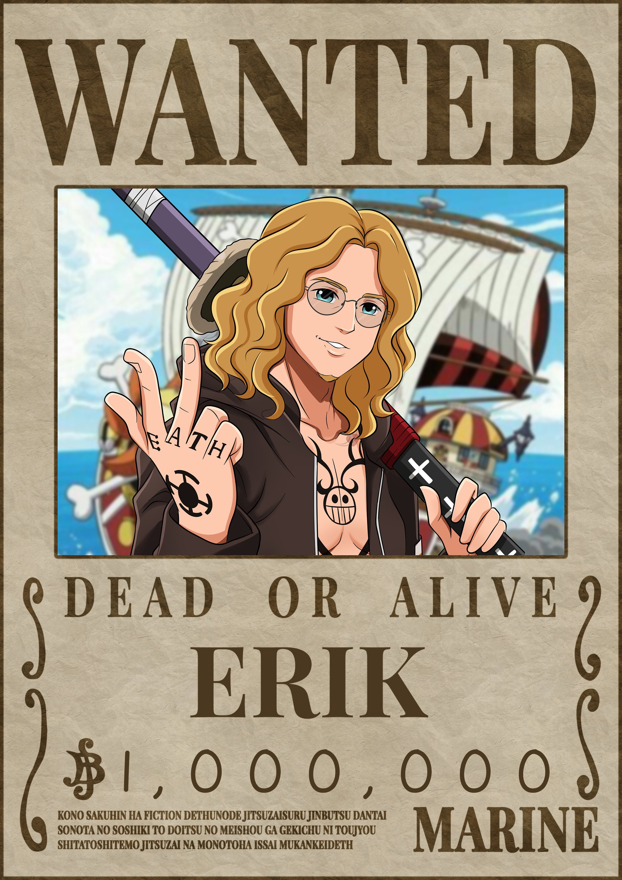 Custom Wanted Poster, Anime Commission, Anime Style Portrait, Turn Me ...