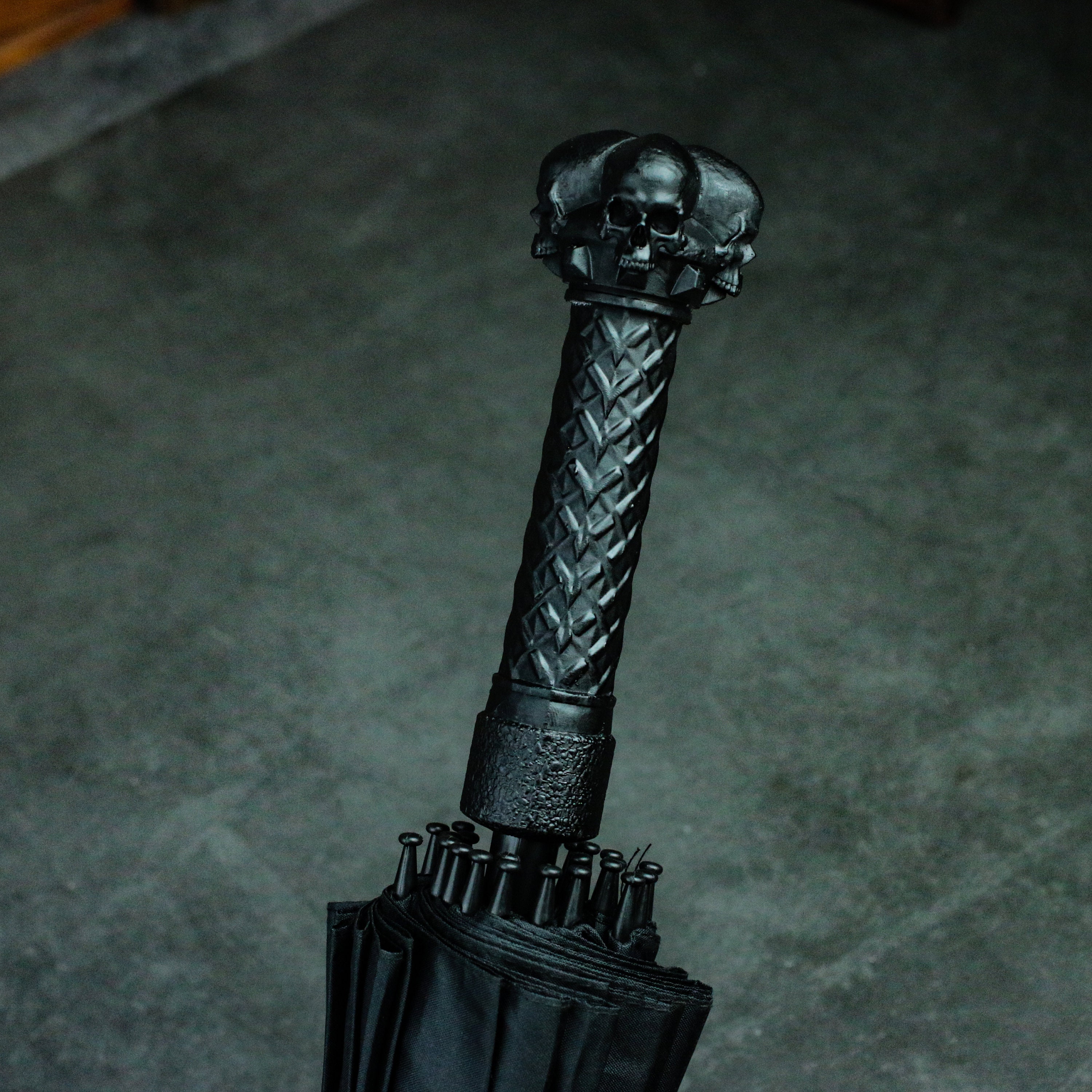 Four Skull Handle Black Umbrella, Custom Skull DIY Umbrella Handle ...