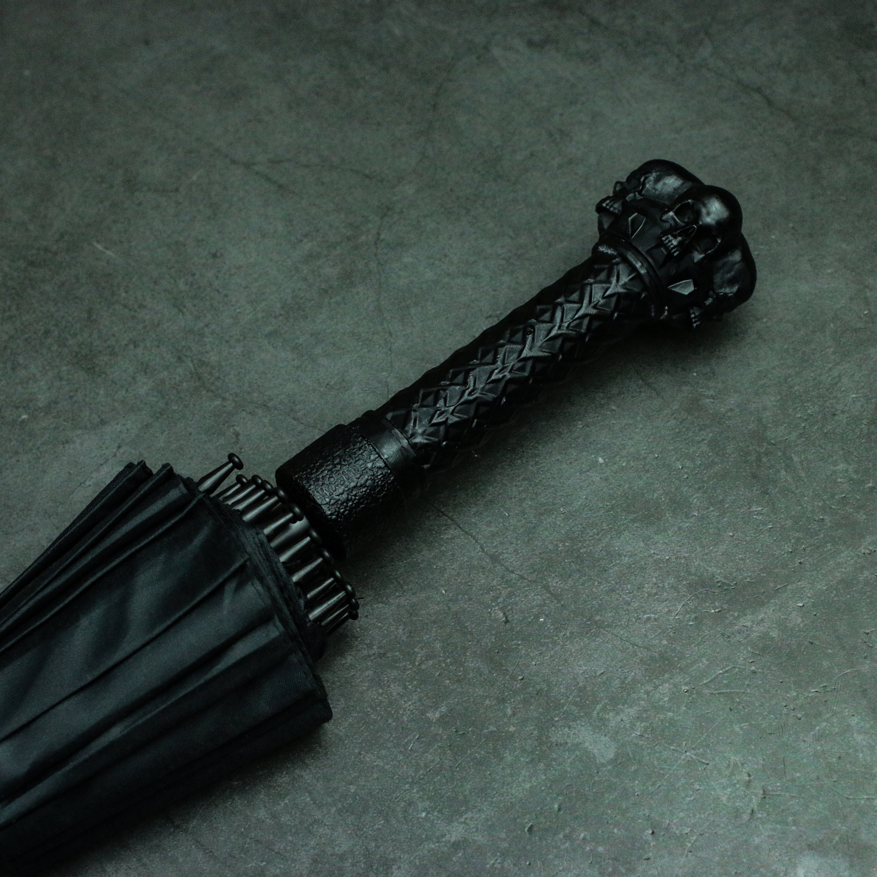 Four Skull Handle Black Umbrella, Custom Skull DIY Umbrella Handle ...