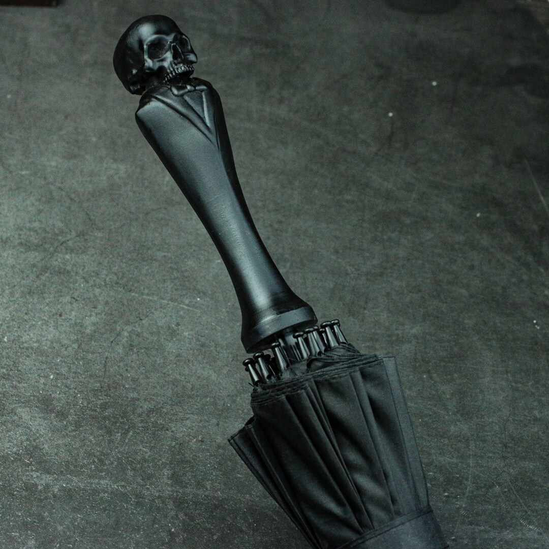 Gentleman Skull Umbrella Handle Black Umbrella, Custom Skull DIY ...