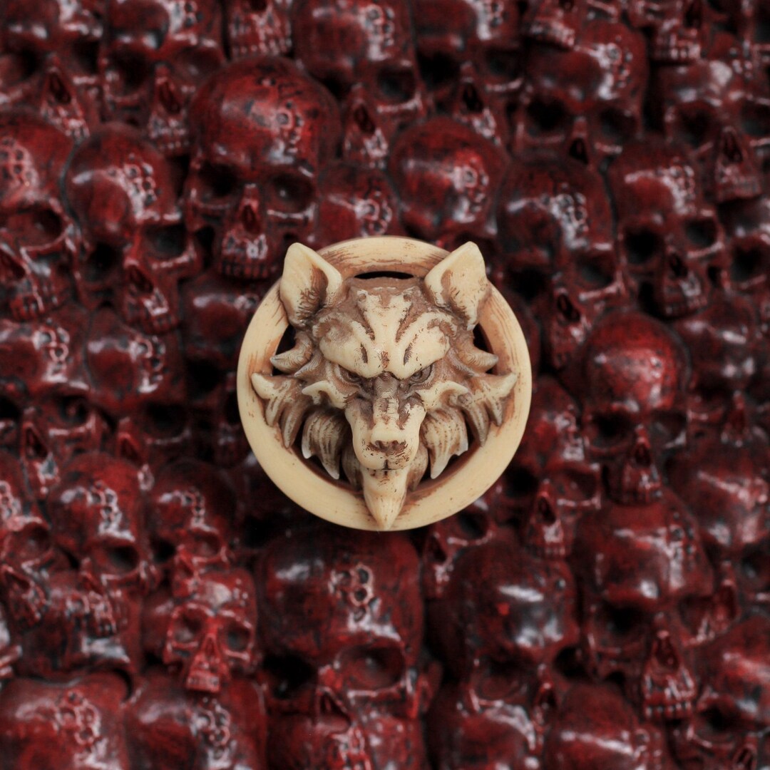 Wolf Totem Ear Gauges | Nordic Wild Style With Rustic Weathered Texture ...