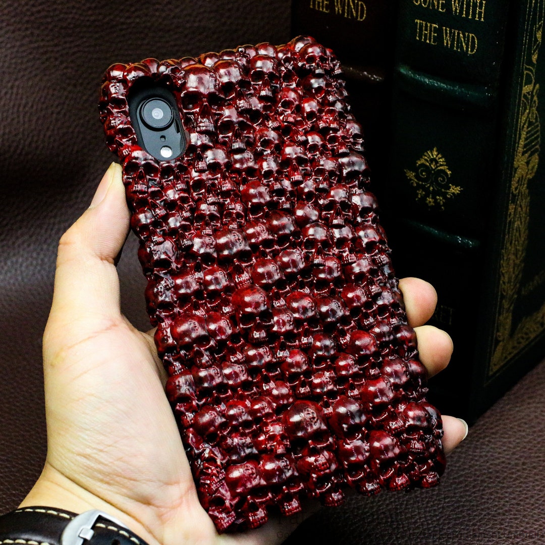 IPhone Case Graveyard Skull Resin Case Bloody Skull Case Red iPhone 13/ ...