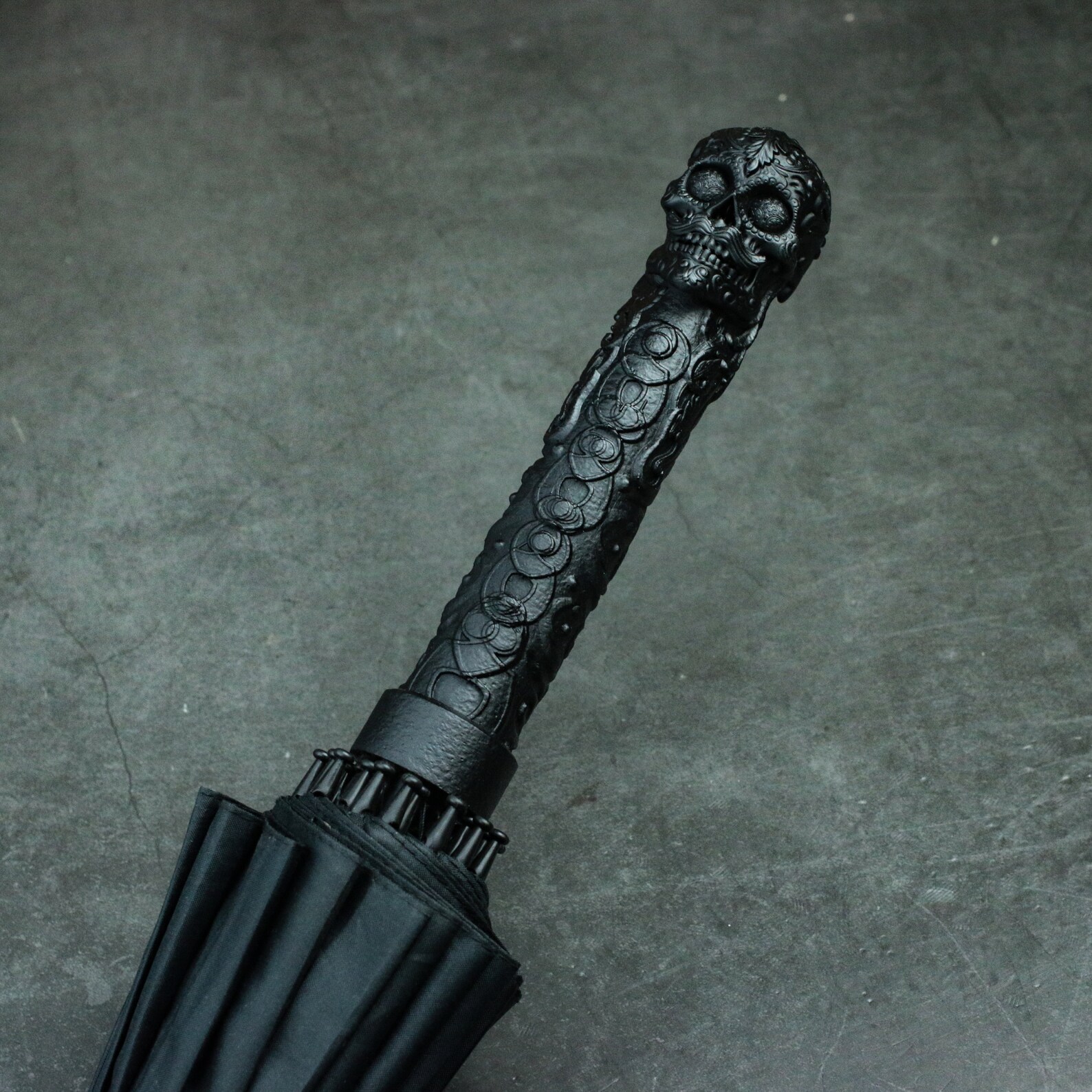 Gentleman Skull Umbrella Handle Black Umbrella, Custom Skull DIY ...