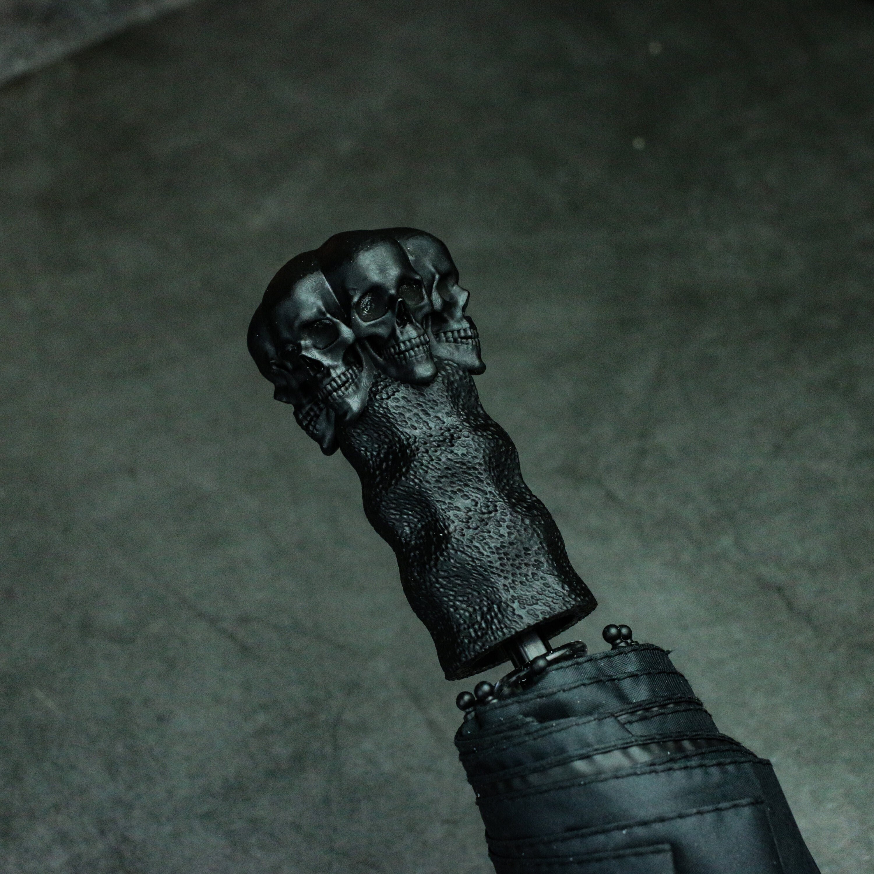 Six Skull Umbrella Handle Folding Black Umbrella, Custom DIY Umbrella ...