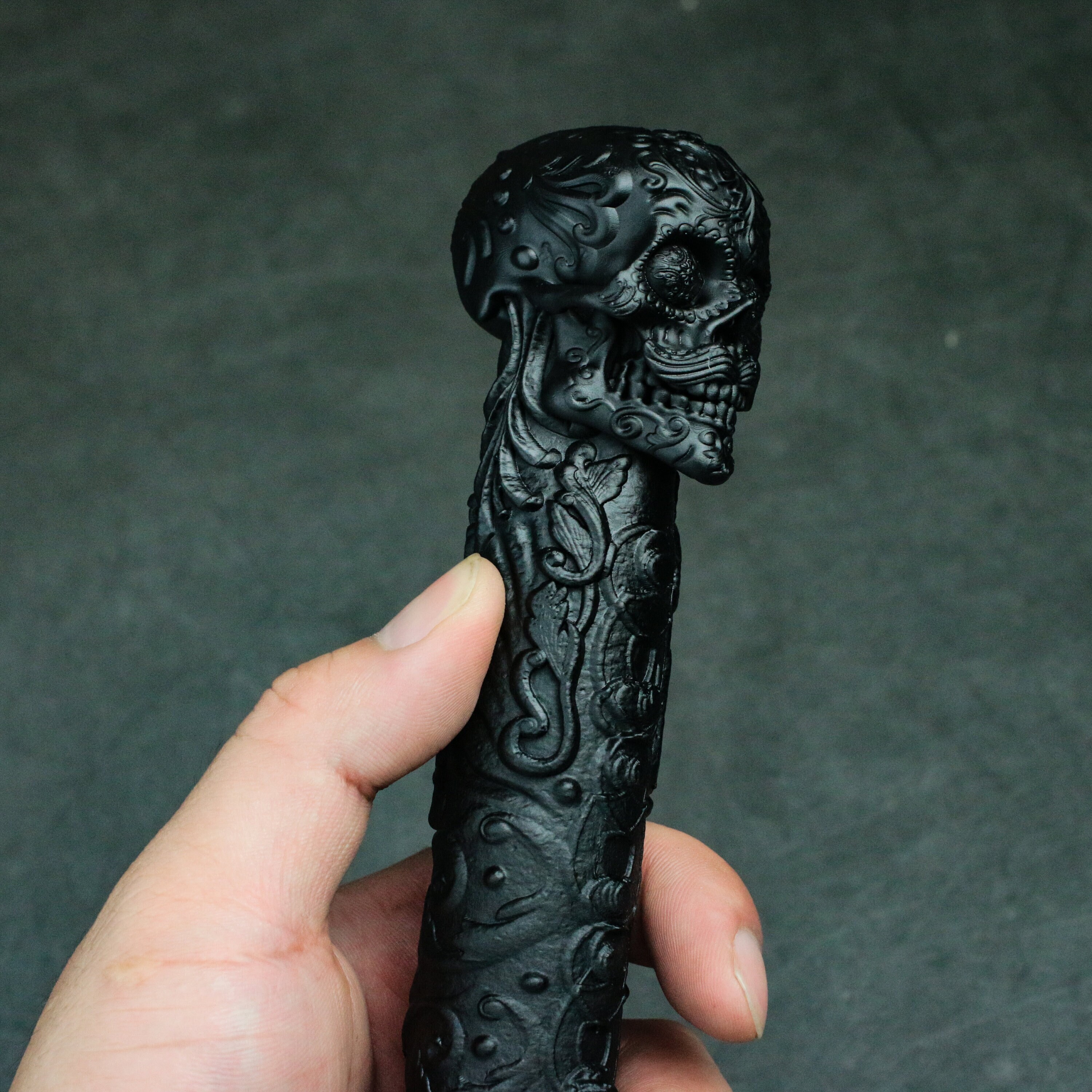 Gentleman Skull Umbrella Handle Black Umbrella, Custom Skull DIY ...