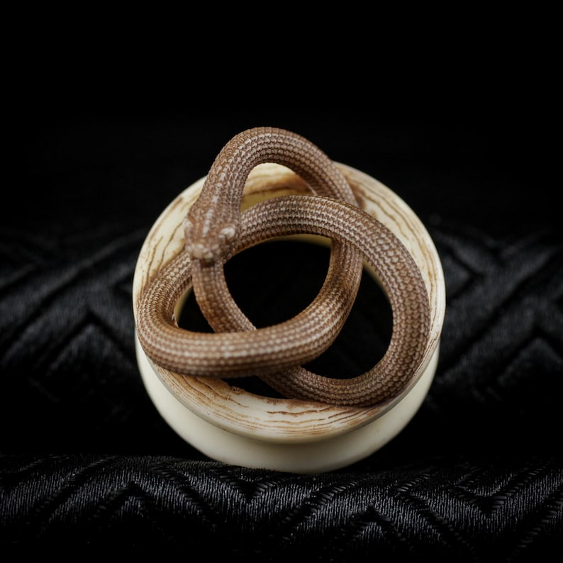 Coiling Serpent Ear Gauge: Faux Bone Snake Scale Tunnels, Pagan Gothic ...