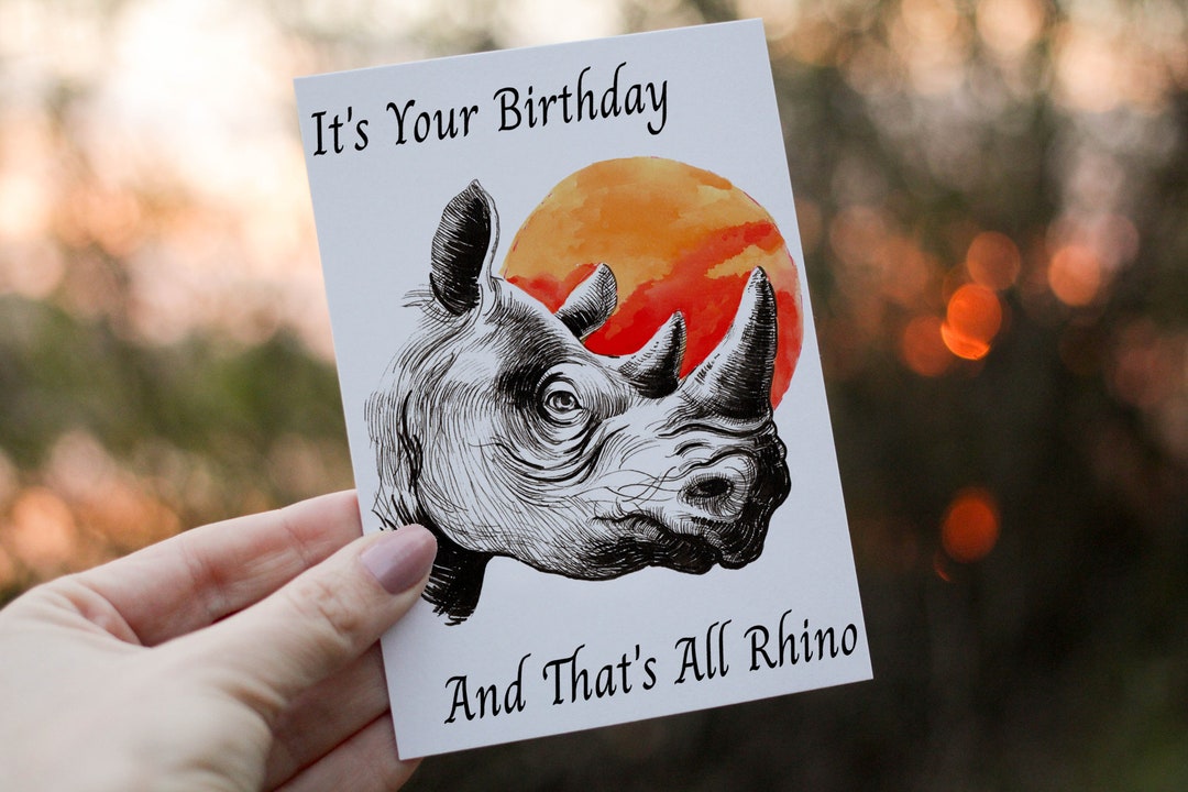 Rhino Birthday Card, Friend Birthday Card, Rhino Card for Birthday ...