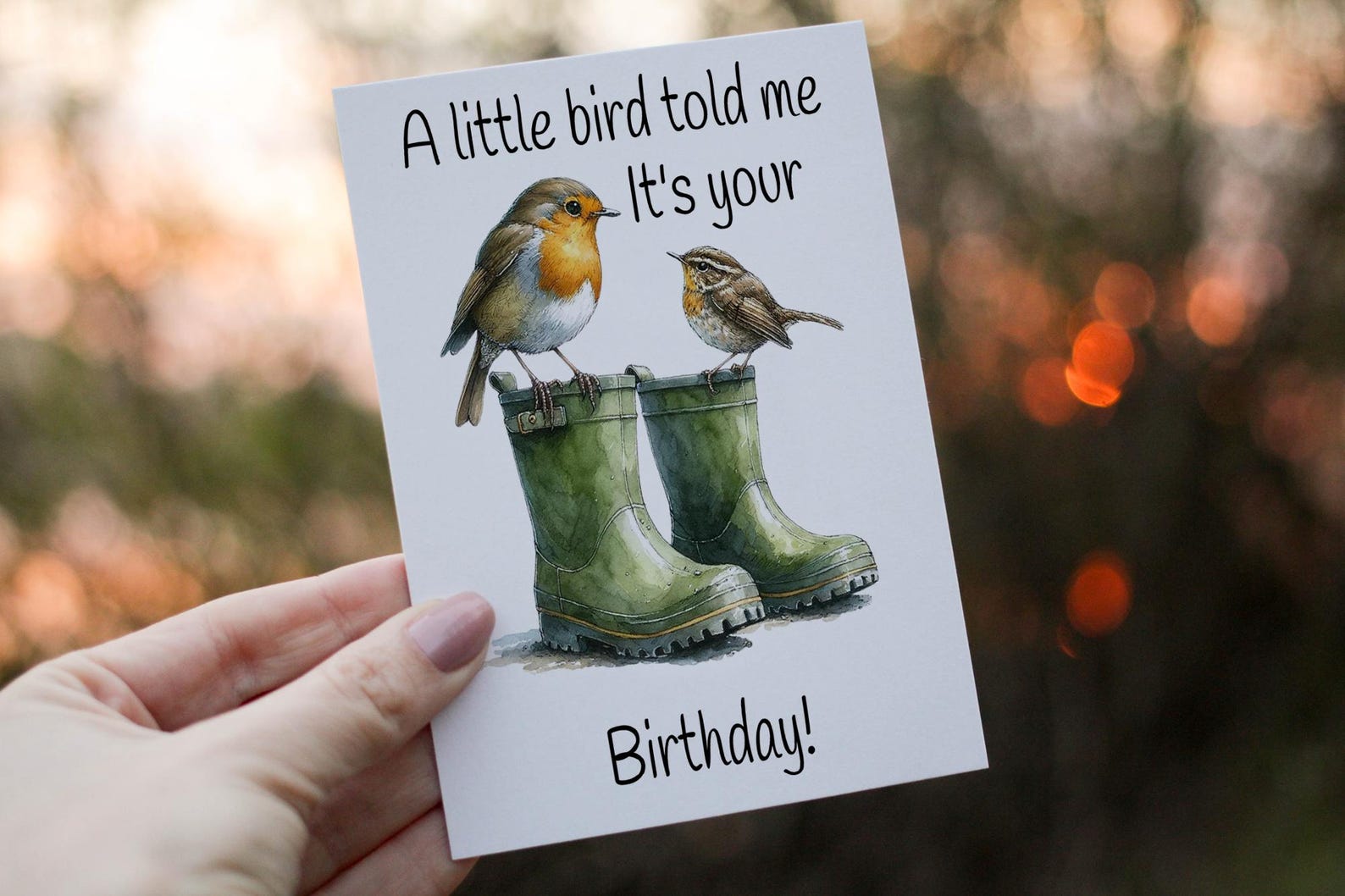 Robin Birthday Card: Bird on Boots, Personalised Card - Etsy