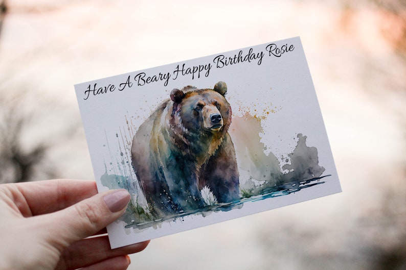 Grizzly Bear Birthday Card, Card for Birthday, Birthday Card, Friend ...