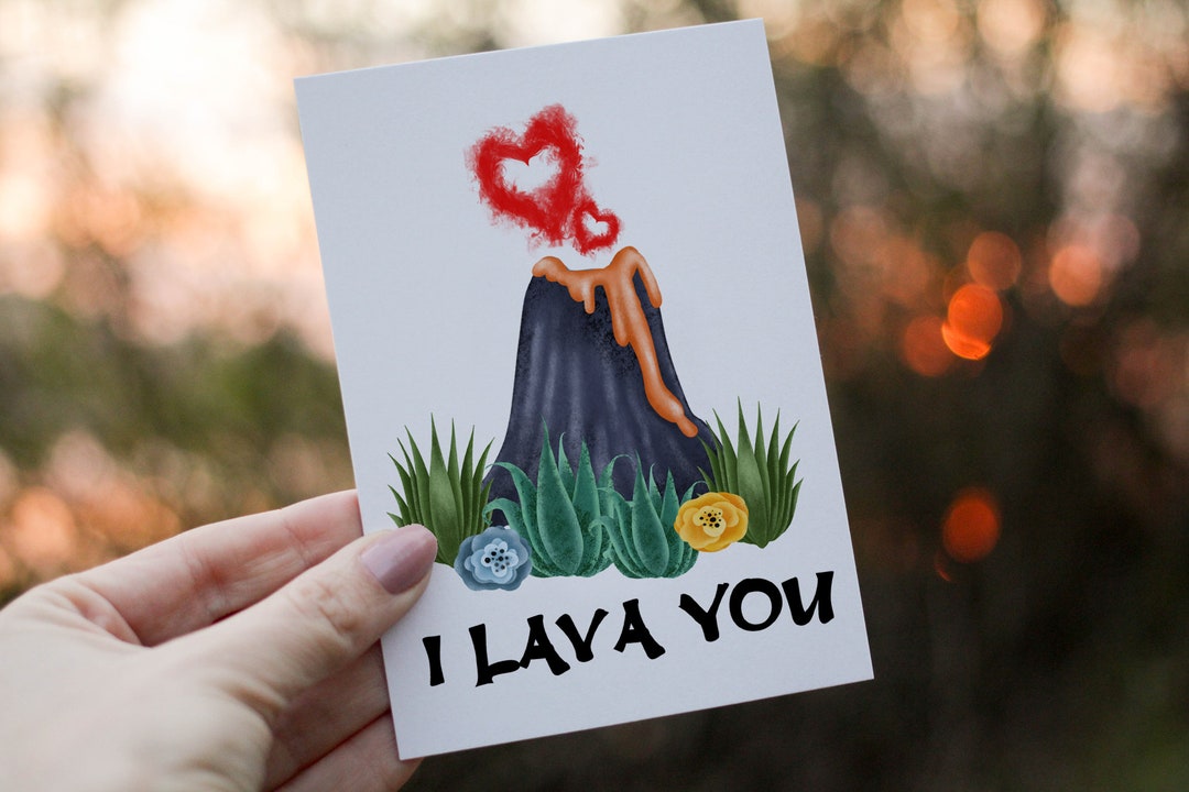 I Lava You Volcano Valentine Card, Personlaised Card for Valentine ...