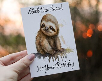 Printable Birthday Card Sloth Birthday Card for Kids Girls - Etsy