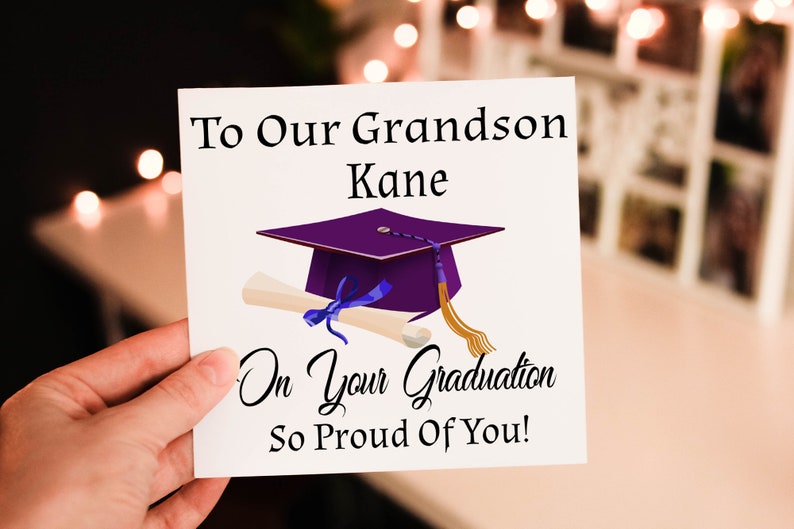 Personalized Grandson Graduation Card: Ivory White Cardstock - Etsy