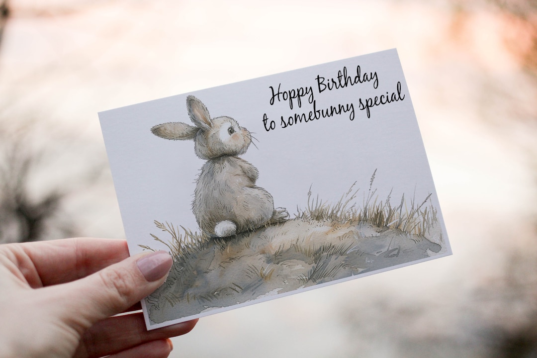 Rabbit Birthday Card, Friend Birthday Card, Bunny Birthday Card for ...