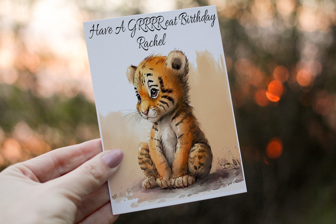 Tiger Birthday Card, Tiger Birthday Card, Personalized Tiger Card ...