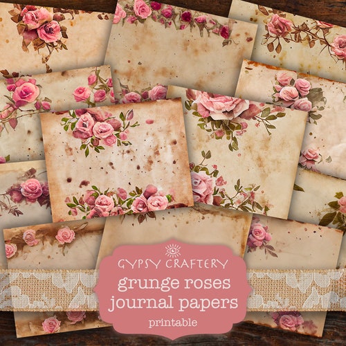 Grunge Roses Junk Journal Papers Printable Journal Pages - Etsy