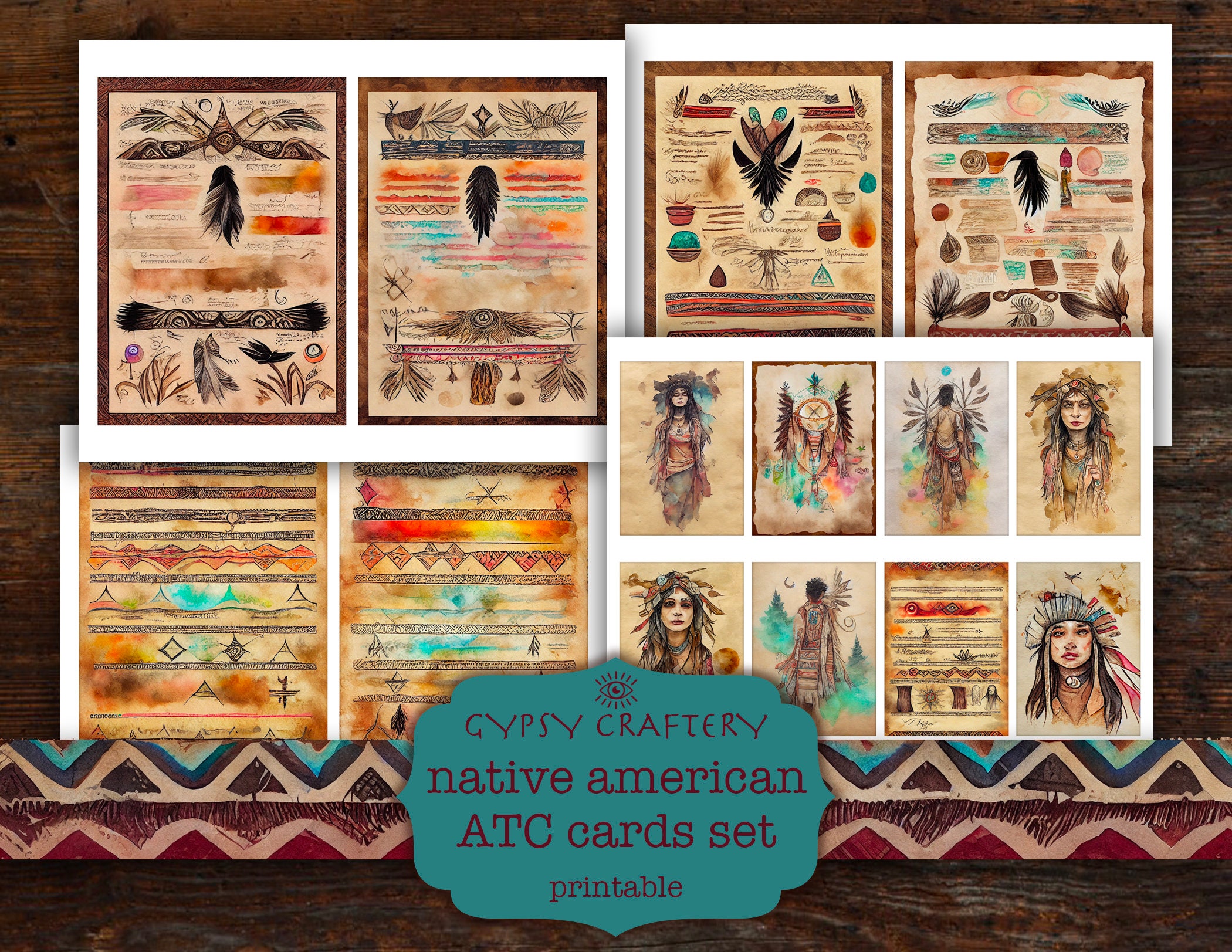 Native American ATC Cards, Junk Journal Ephemera (digital Download) - Etsy