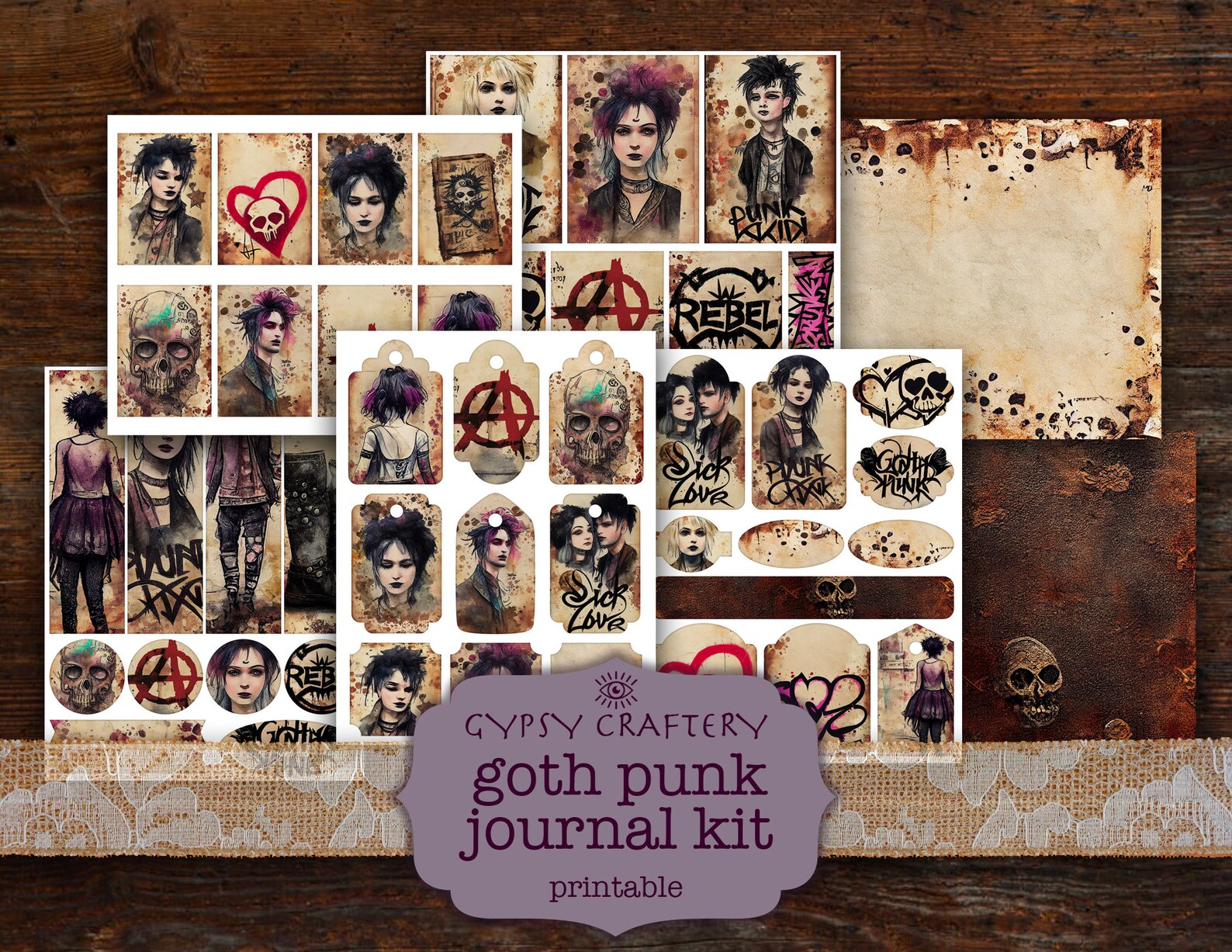 Goth Punk Junk Journal Kit Digital Journal Kit Junk Journal - Etsy