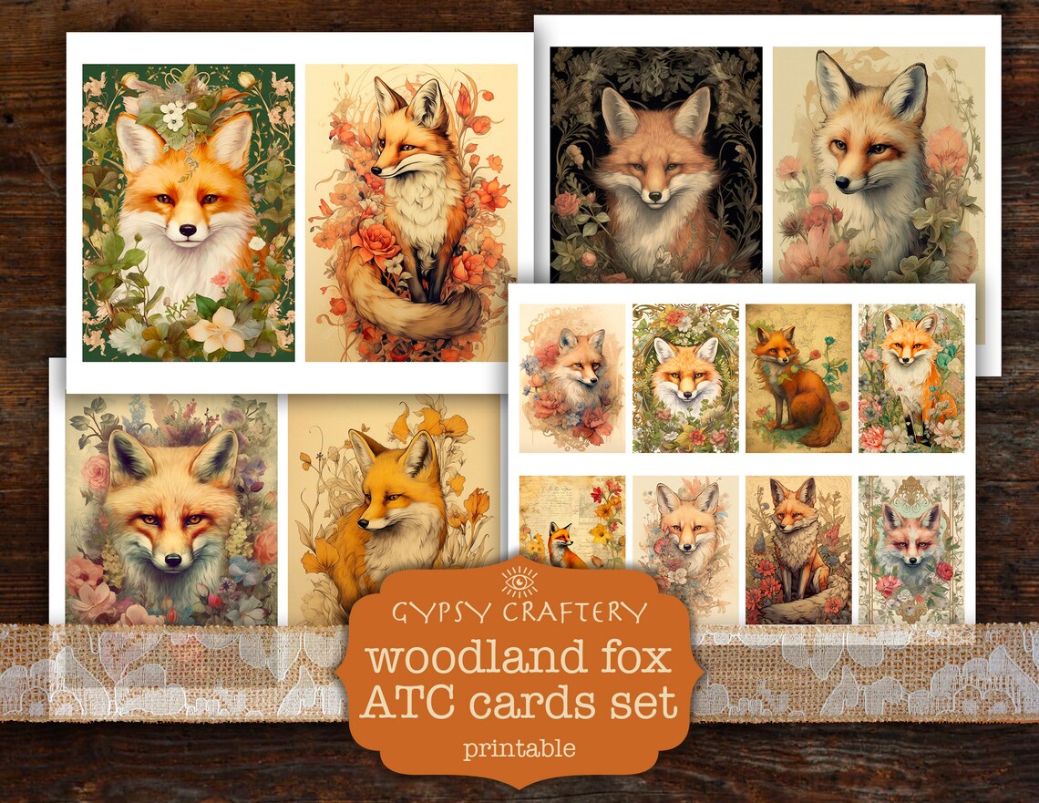 Woodland Fox ATC Cards Fox Junk Journal Cards Printable - Etsy