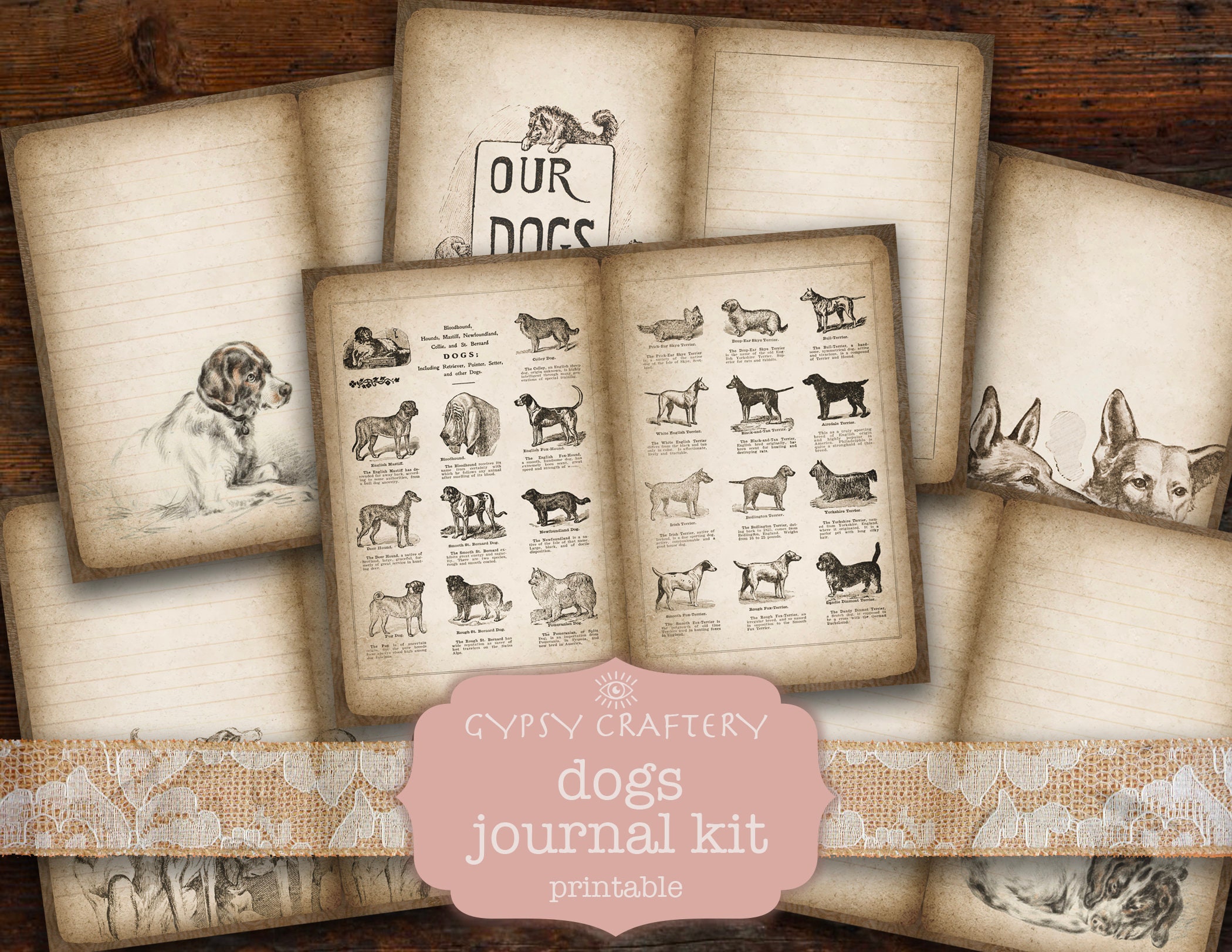 Dogs Junk Journal Kit Printable Digital Kit Ephemera Pack - Etsy