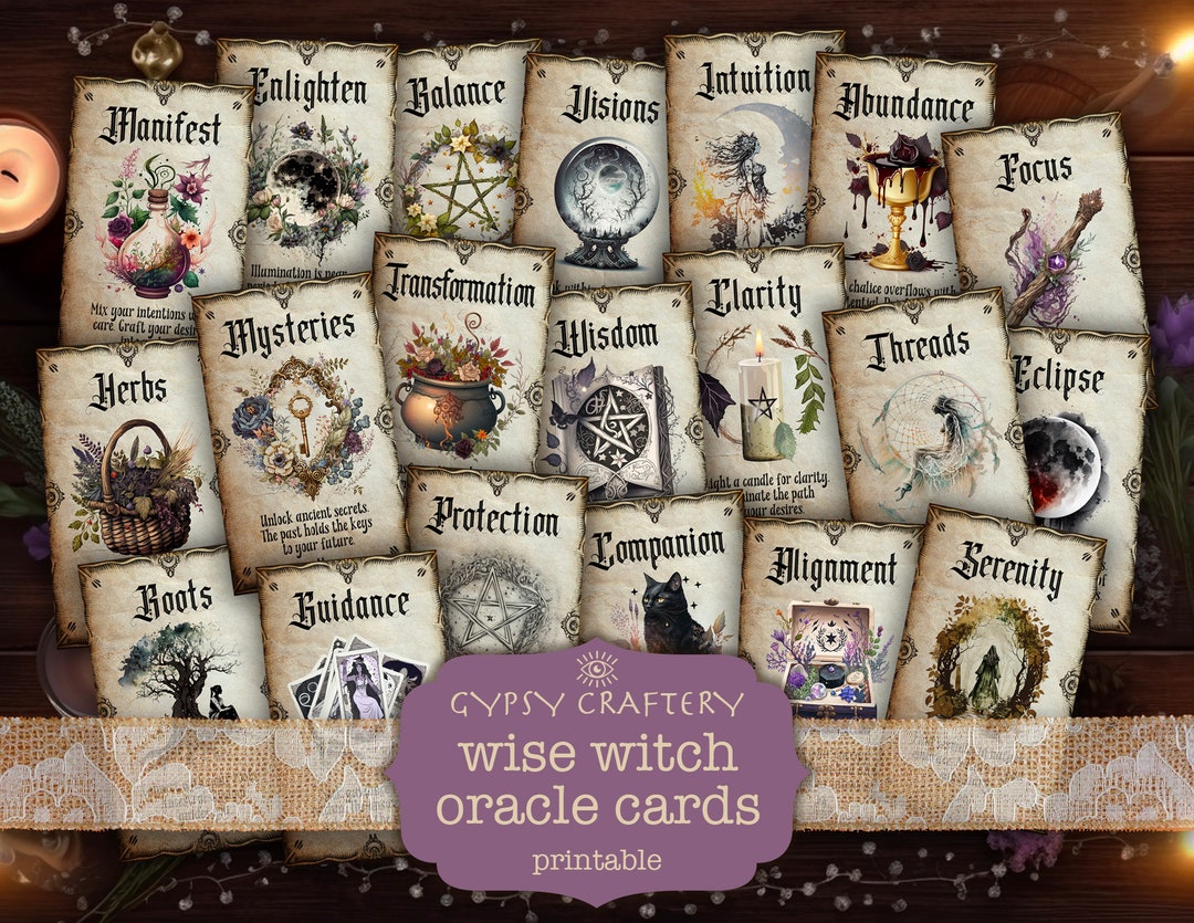 Wise Witch Oracle Cards, Printable Oracle Deck, Digital Download ...