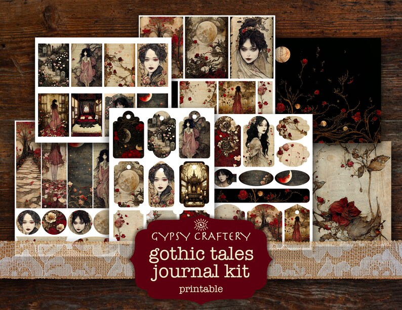 Gothic Tales Junk Journal Kit, Printable Ephemera (digital Download) - Etsy
