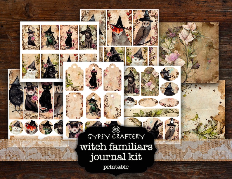 Witch Familiars Junk Journal Kit, Printable Ephemera (digital Download ...