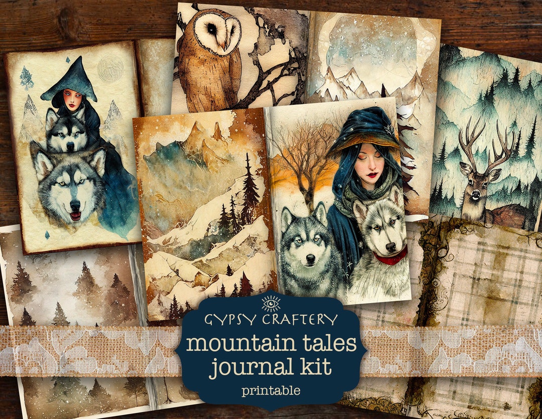 Mountain Tales Junk Journal Kit, Printable Pages, Ephemera Pack, ATC ...