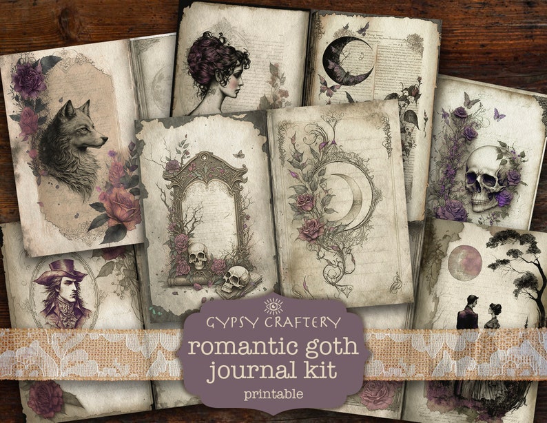 Romantic Goth Junk Journal Kit, Printable Ephemera (digital Download ...