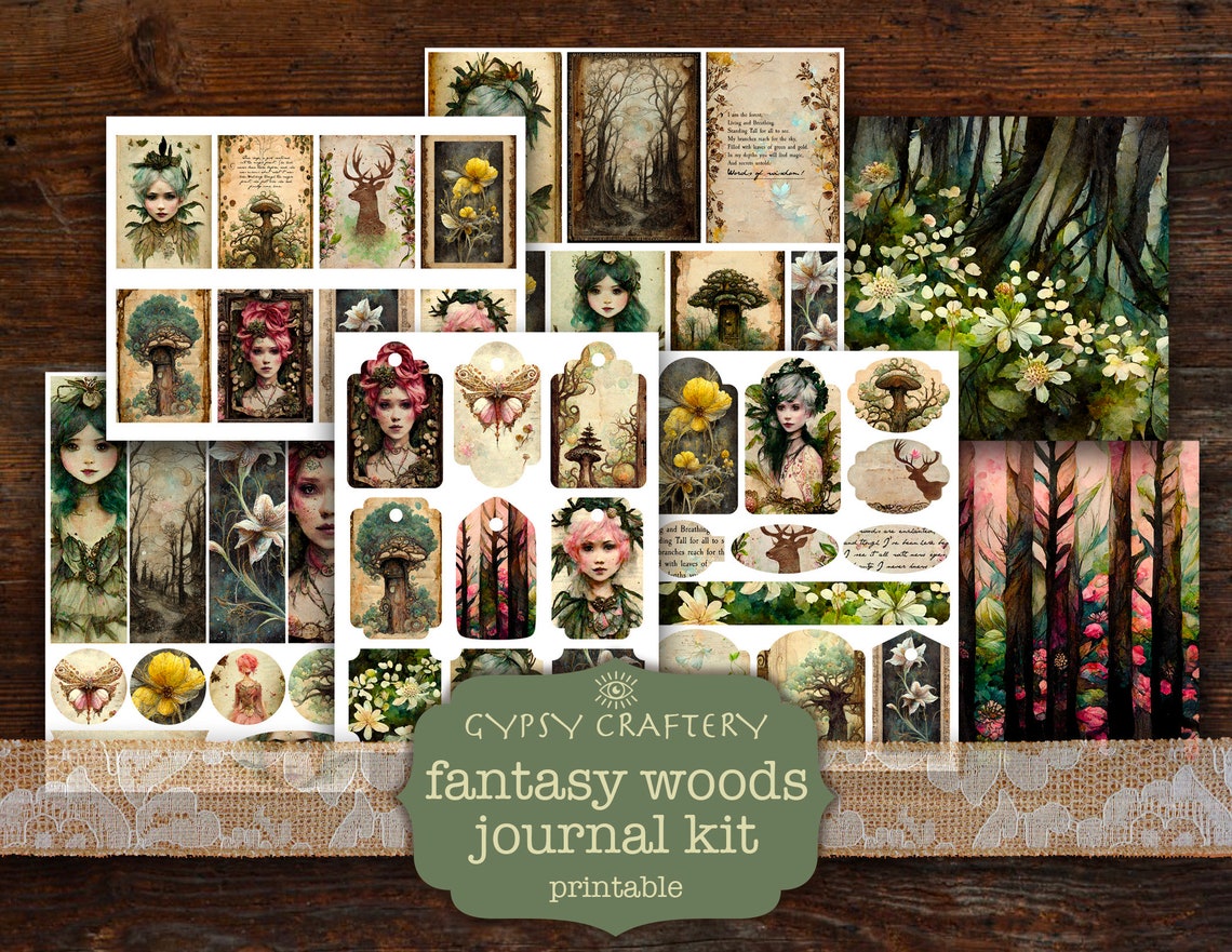 Fantasy Woods Junk Journal Kit Digital Download Printable - Etsy