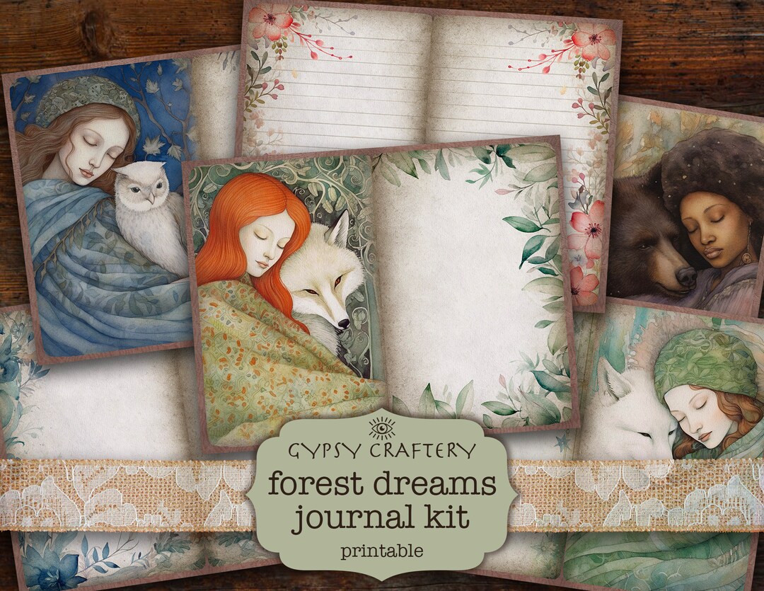 Forest Dreams Junk Journal Kit, Woodland Animals Ephemera (printable ...
