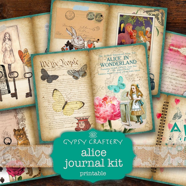 Alice in Wonderland Junk Journal Kit - Etsy