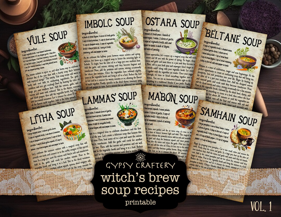 Witchs Brew Soup Recipes, Printable Bos Pages, Book of Shadows, Grimoire Pages, Witchcraft ...