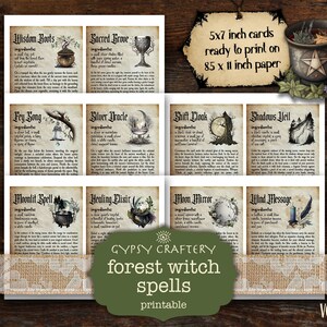 Forest Witch Spells Vol. 1: Printable Cards for Grimoire, Book of ...