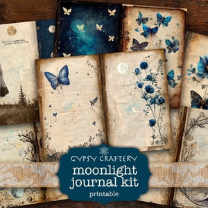 Moonlight Junk Journal Kit, Ephemera, ATC Cards (printable) - Etsy