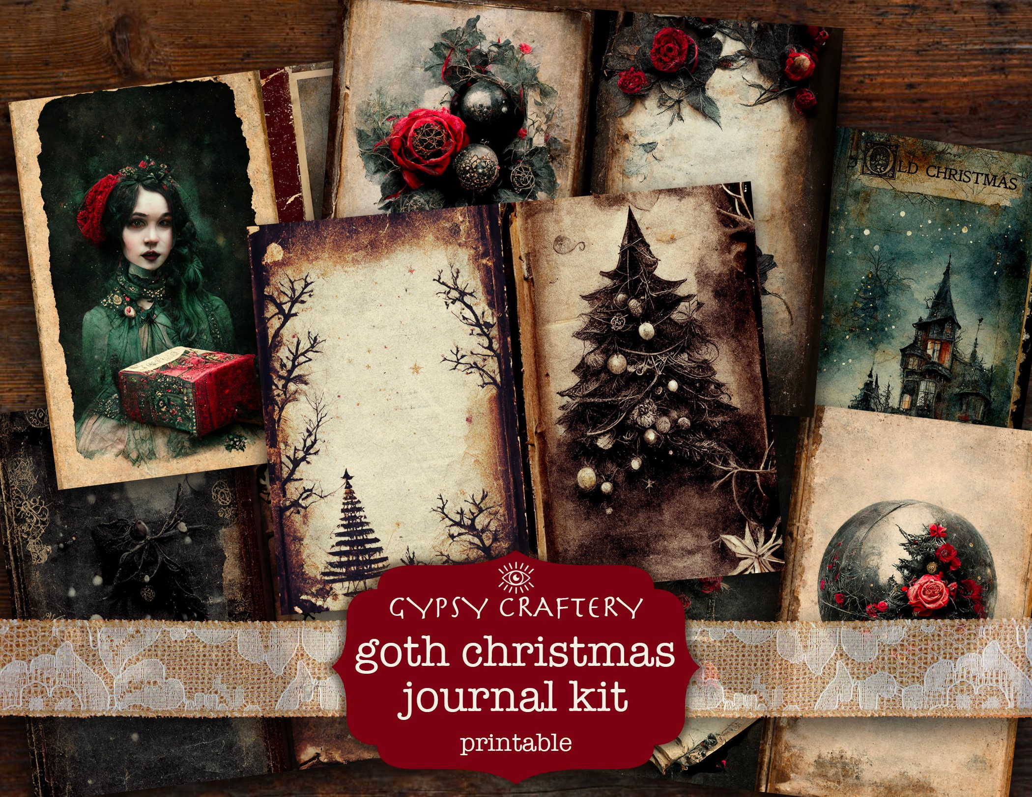 Goth Christmas Junk Journal Kit Ephemera Pack Goth Christmas - Etsy